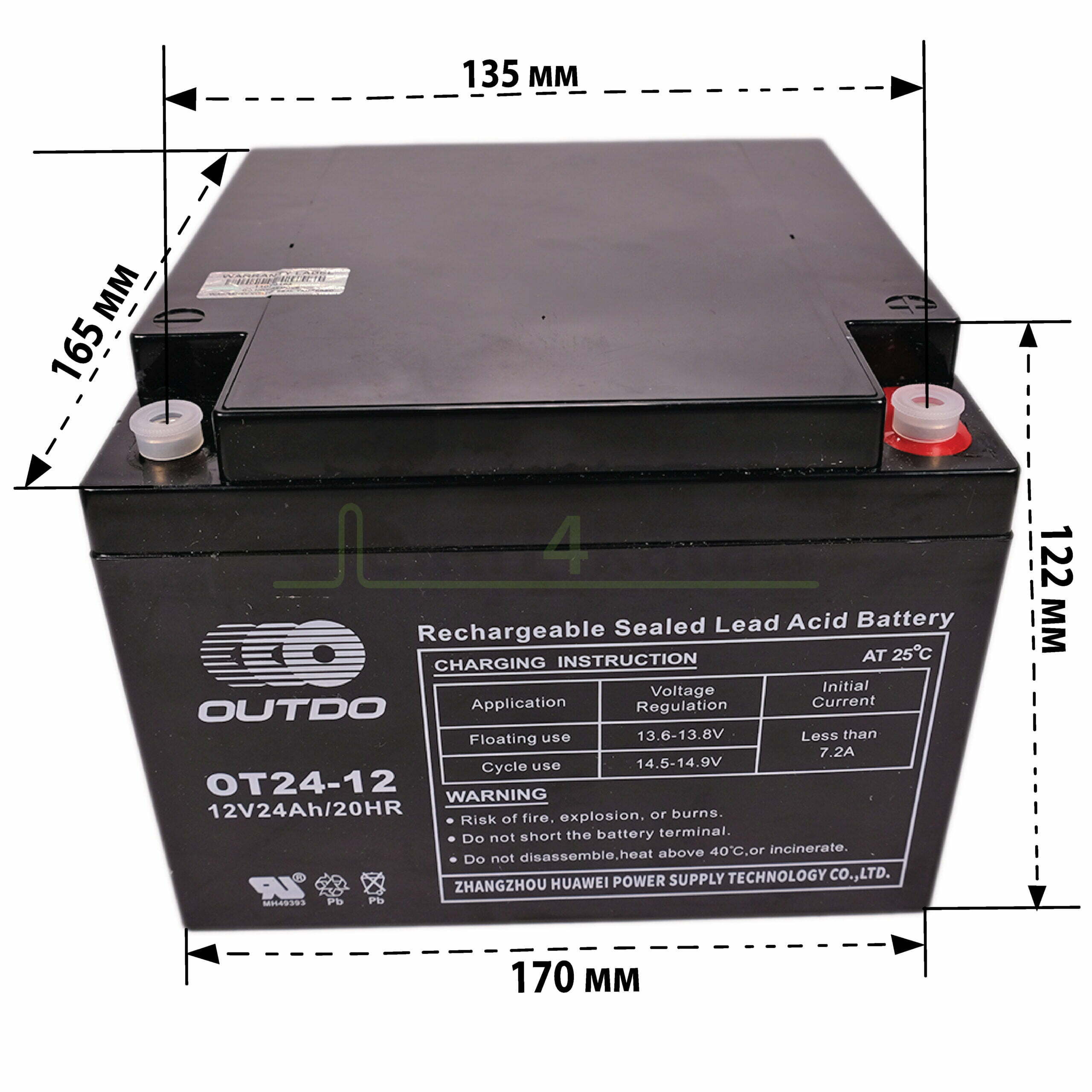 Тягов акумулатор 12V-24Ah OUTDO - Електри4ката